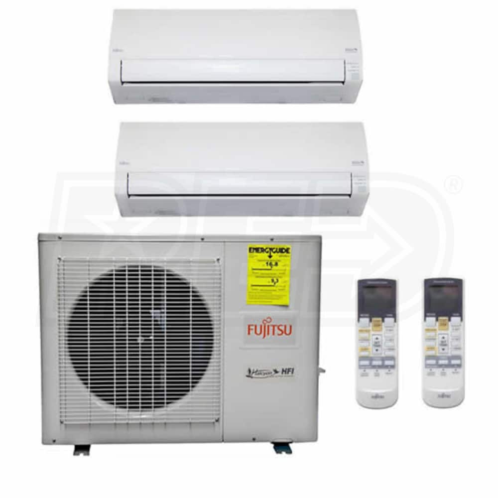 Fujitsu F2L24W09090000 Wall Mounted 2-Zone XLTH System - 24,000 BTU ...