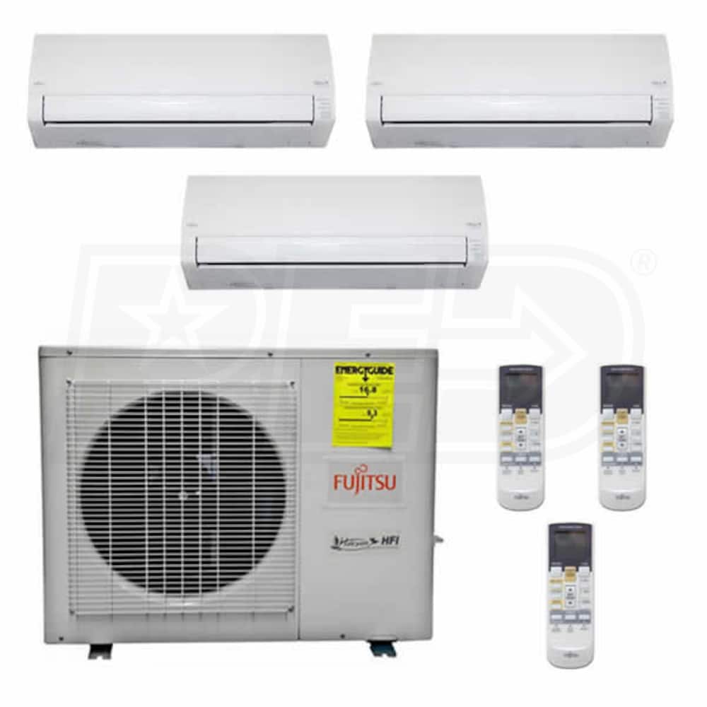 Fujitsu F3L24W07071200 Wall Mounted 3-Zone XLTH System - 24,000 BTU ...