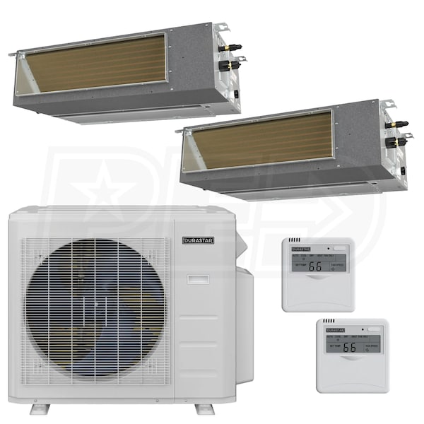 Durastar DRA4H36D0912 Concealed Duct 2-Zone System - 36,000 BTU Outdoor ...