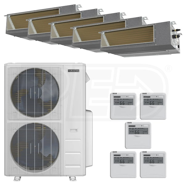 Durastar DRA5H55D1212121212 Concealed Duct 5-Zone System - 55,000 BTU ...